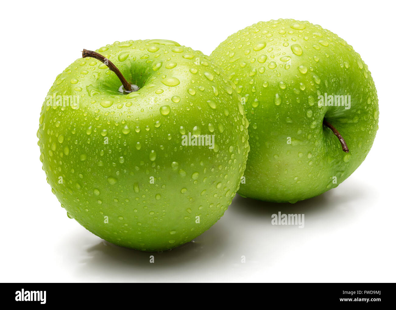 Perfect Fresh Green Apple Isolated on White Background with water drop ...