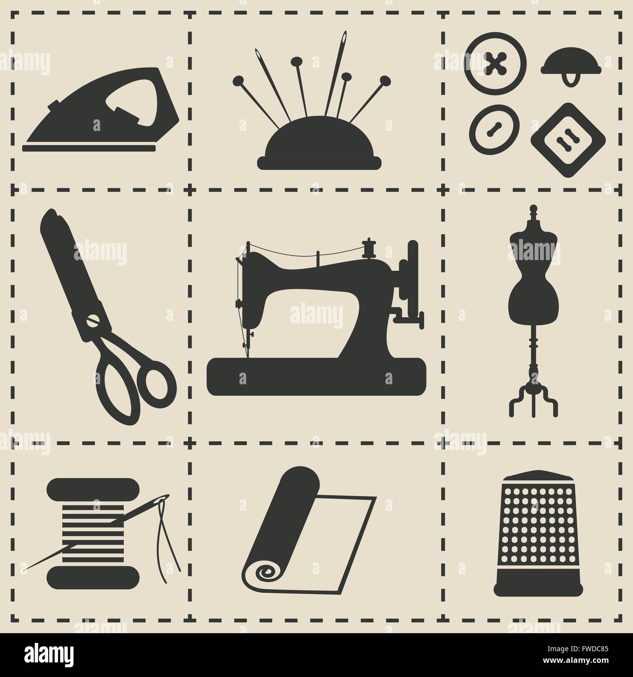 sewing icons - vector illustration Stock Vector Image & Art - Alamy