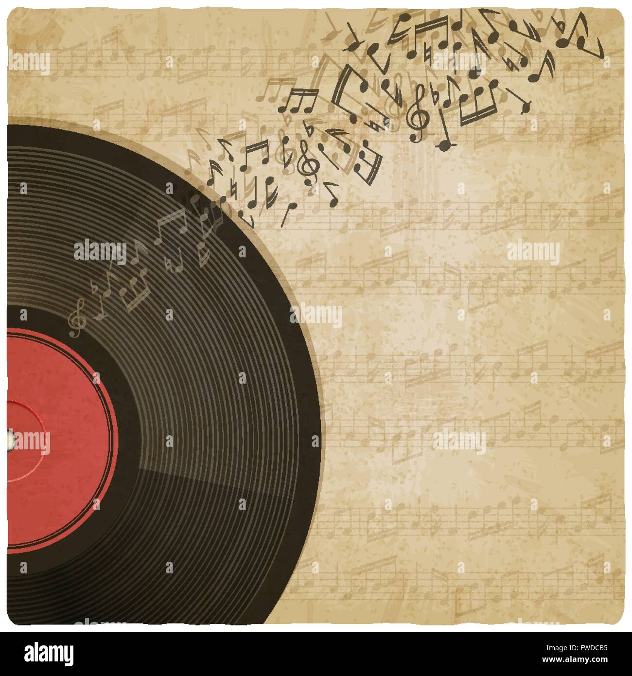 Vintage background with vinyl record - vector illustration Stock Vector ...