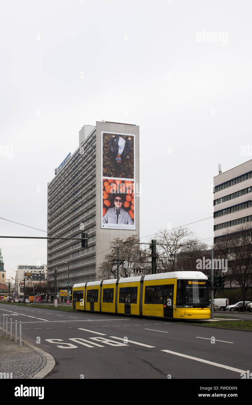 BERLIN, MARCH 31: The "Berliner Zeitung" building and huge bill board ...