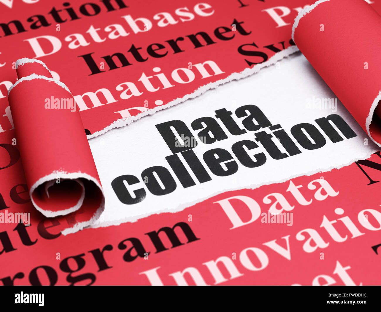 Data concept: black text Data Collection under the piece of torn paper ...