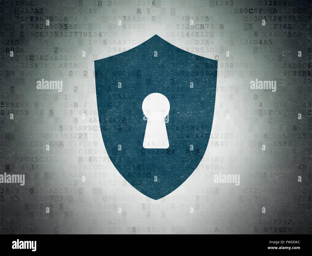 Security concept: Shield With Keyhole on Digital Paper background Stock ...