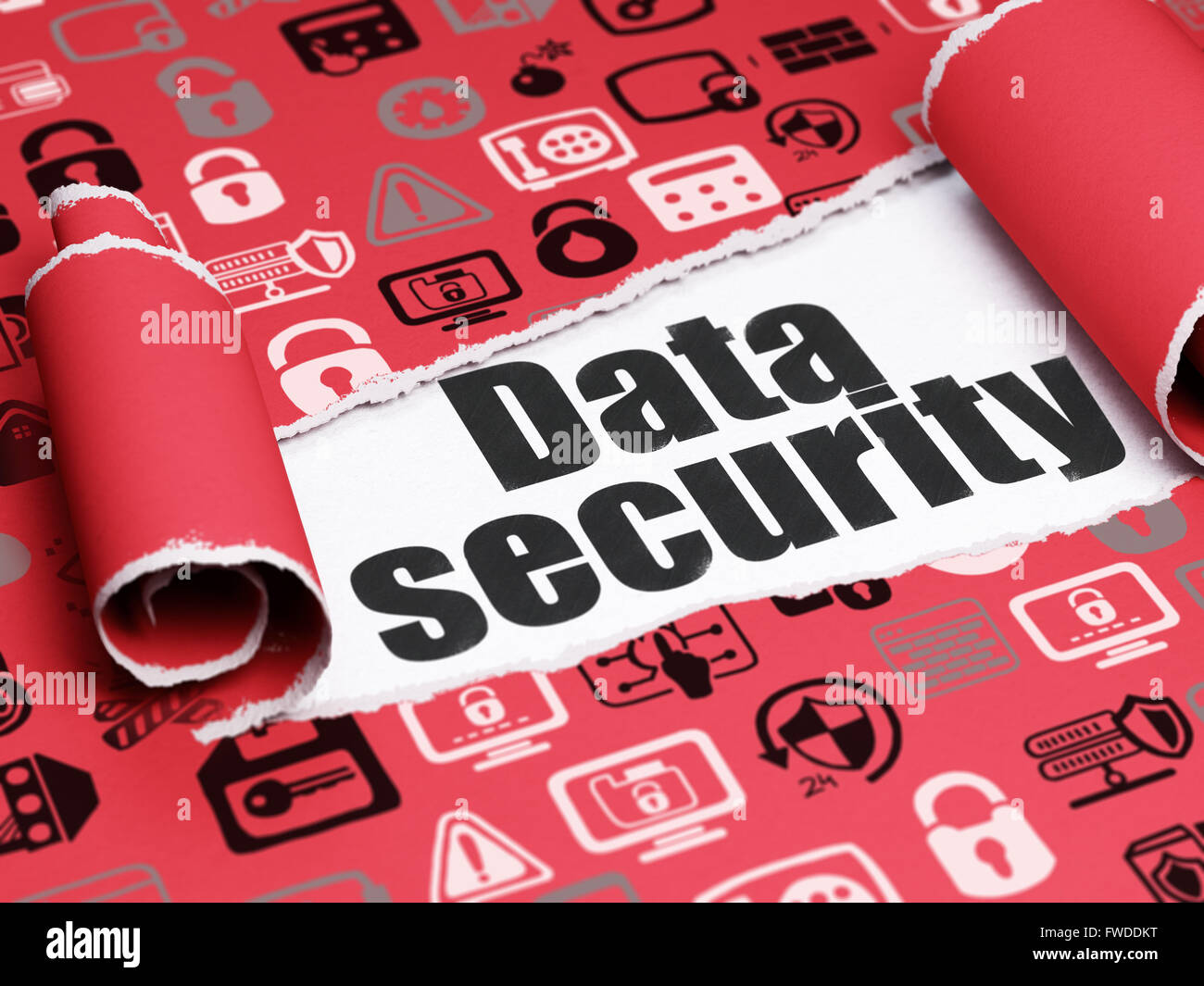 Security concept: black text Data Security under the piece of torn ...