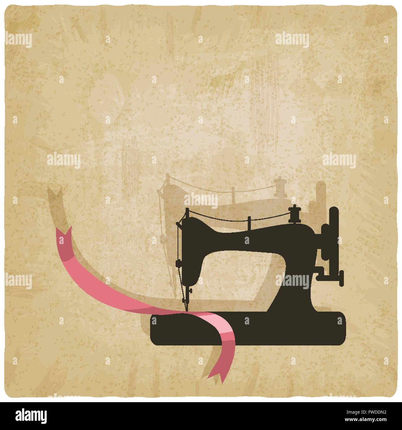 Retro background sewing machine silhouette Stock Vector Images - Alamy