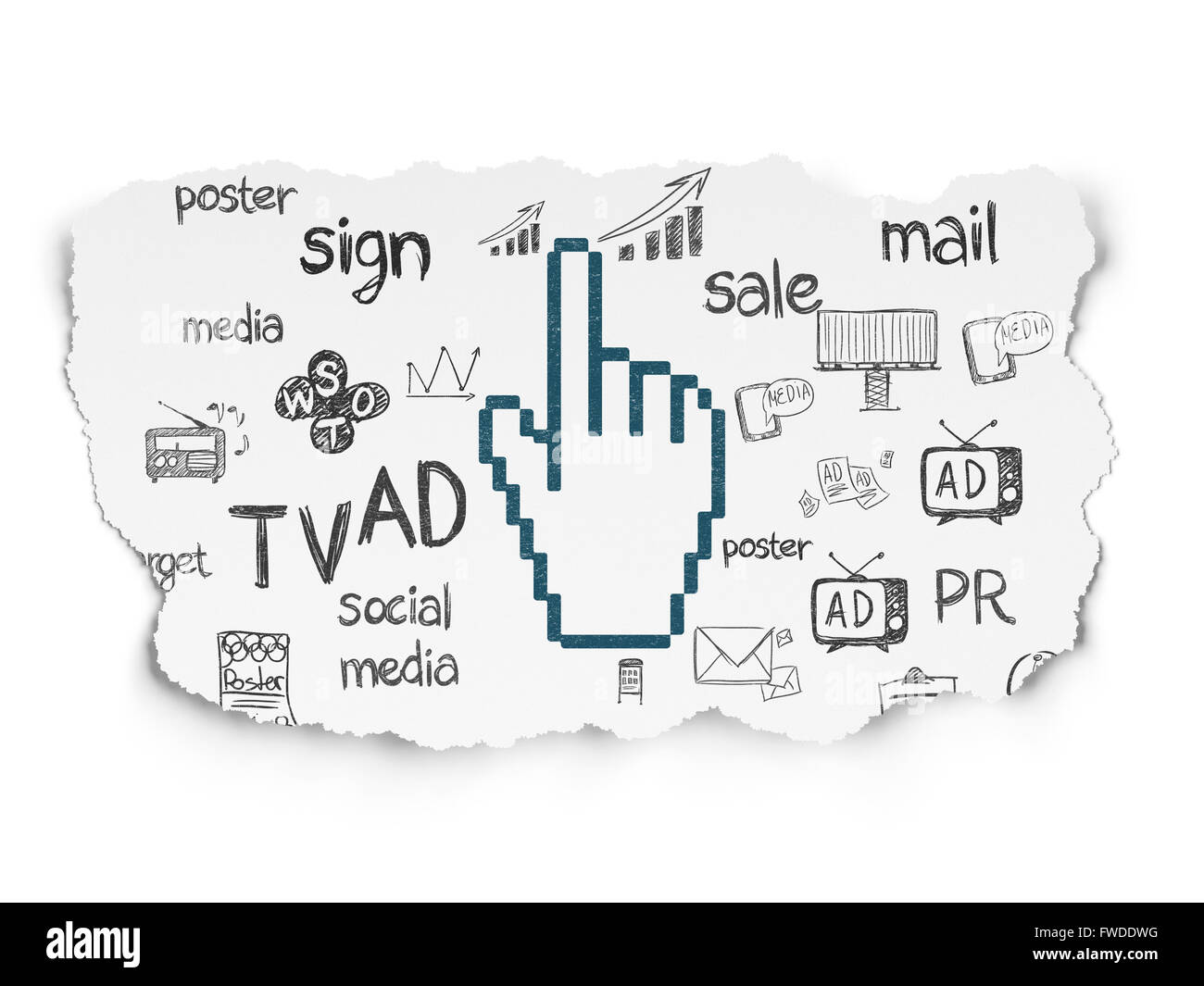 Marketing concept: Mouse Cursor on Torn Paper background Stock Photo ...
