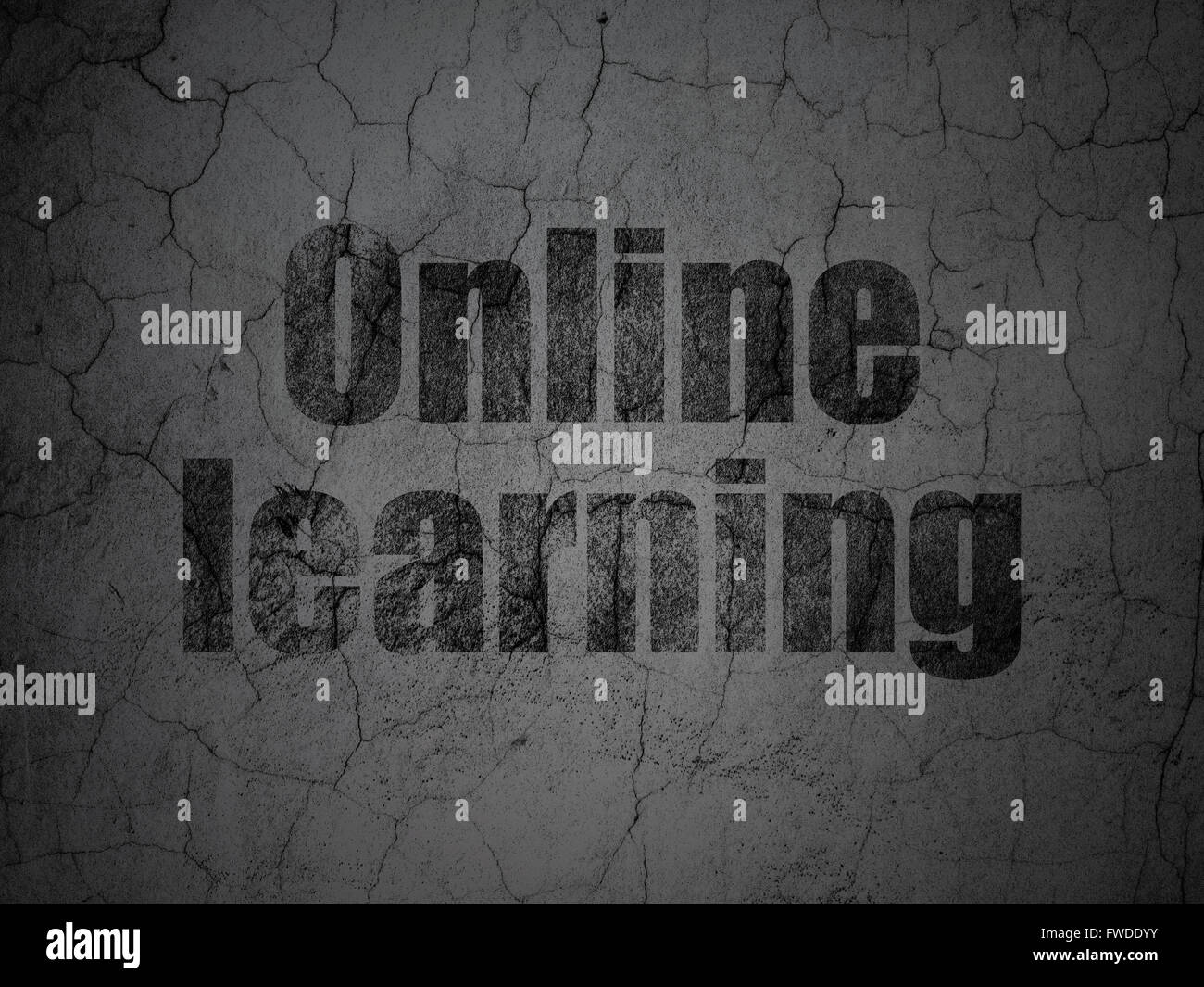 Studying concept: Online Learning on grunge wall background Stock Photo ...