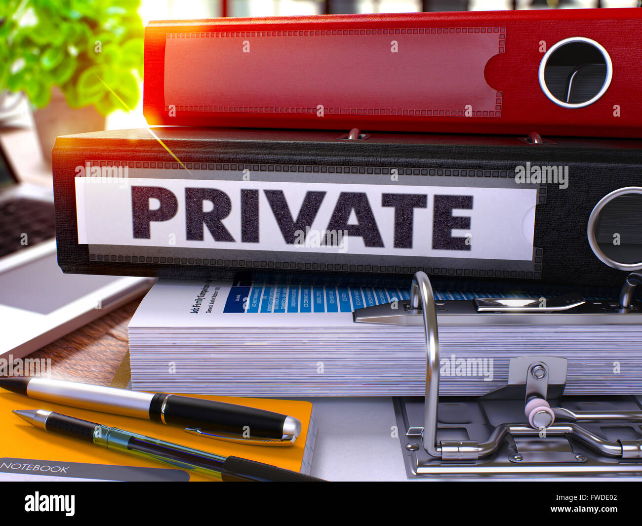 Black Office Folder with Inscription Private Stock Photo - Alamy