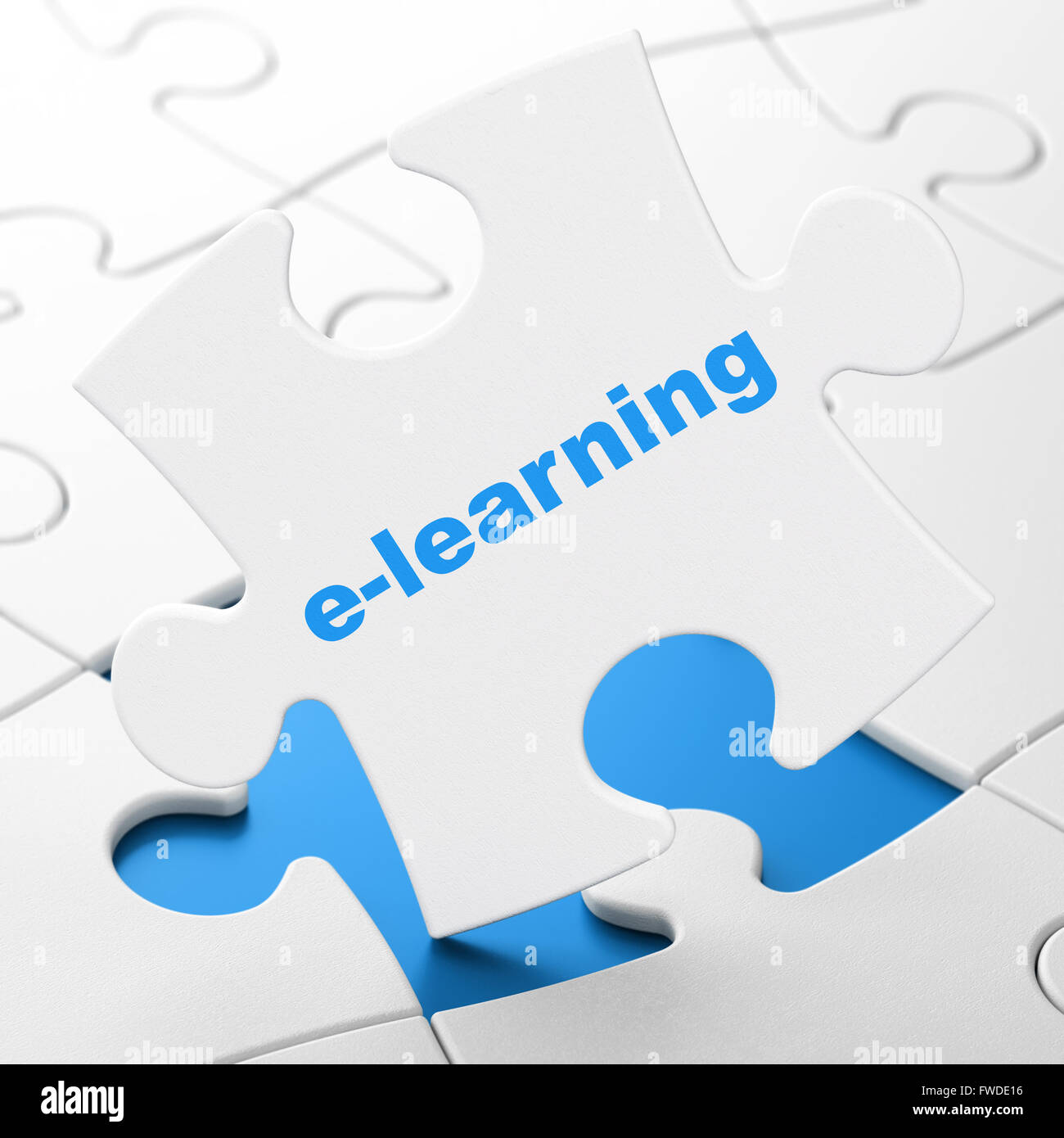 Education concept: E-learning on puzzle background Stock Photo - Alamy