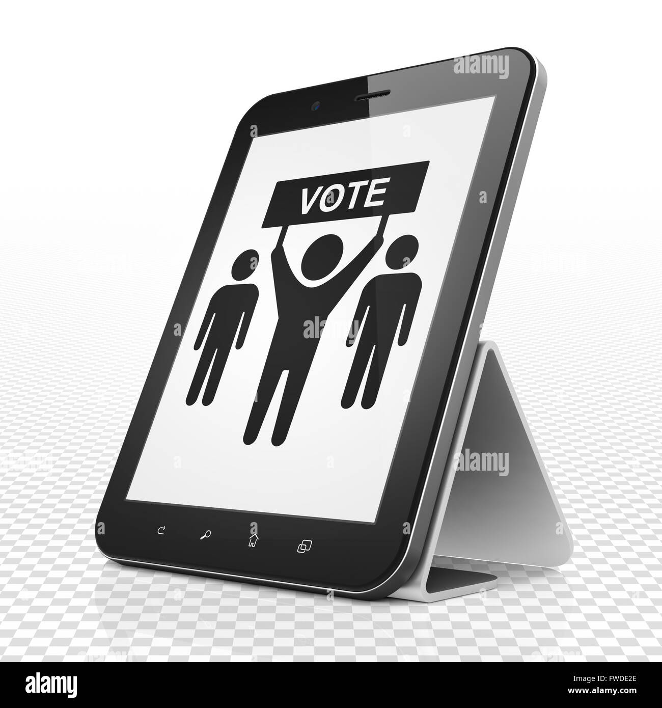 Politics concept: Tablet Computer with Election Campaign on display ...
