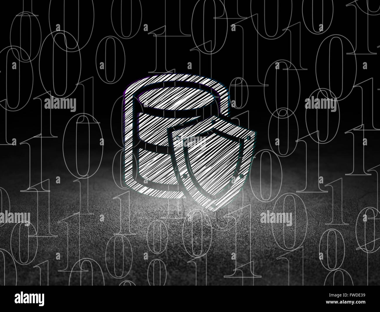 Software concept: Database With Shield in grunge dark room Stock Photo ...