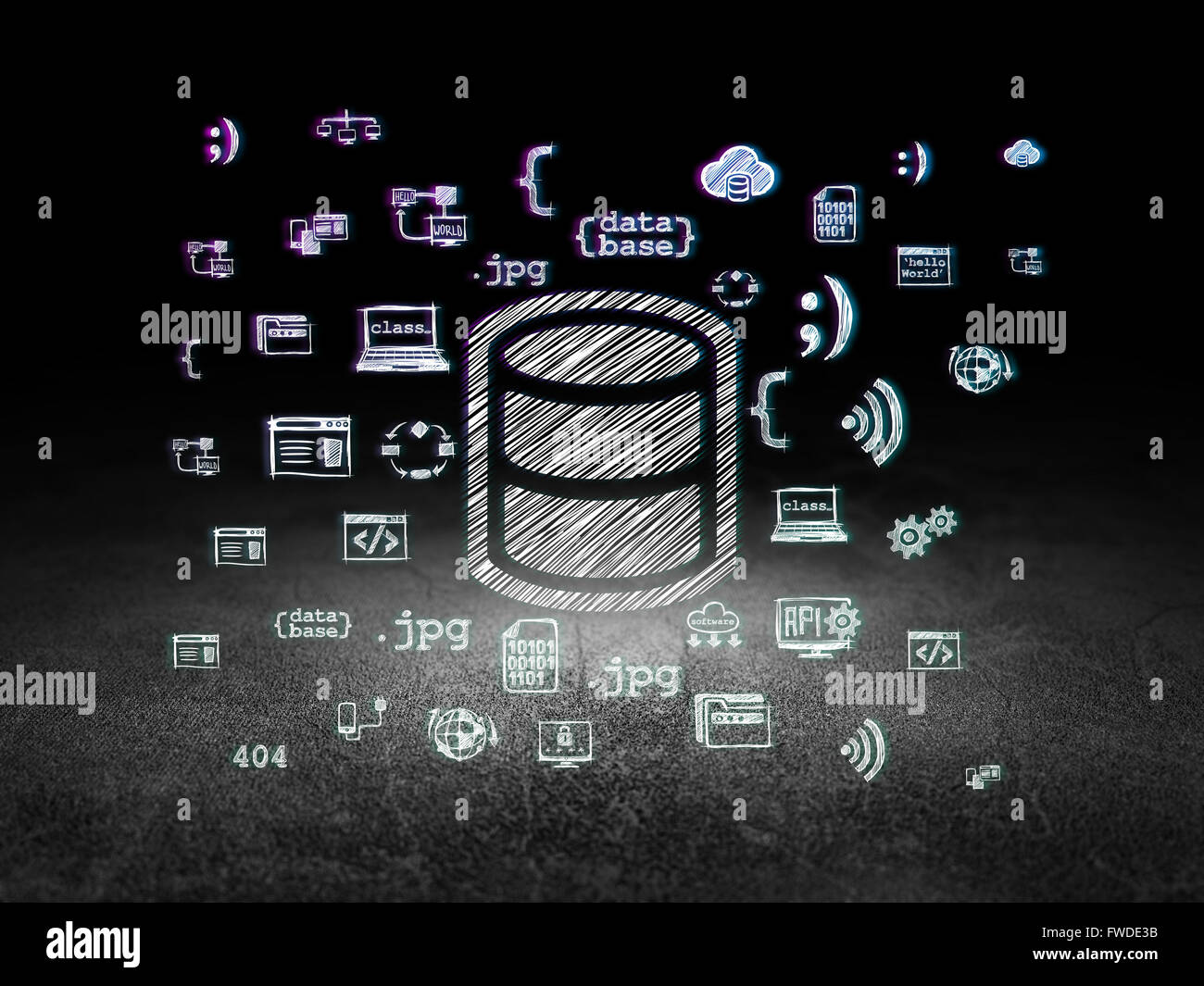 Database concept: Database in grunge dark room Stock Photo - Alamy