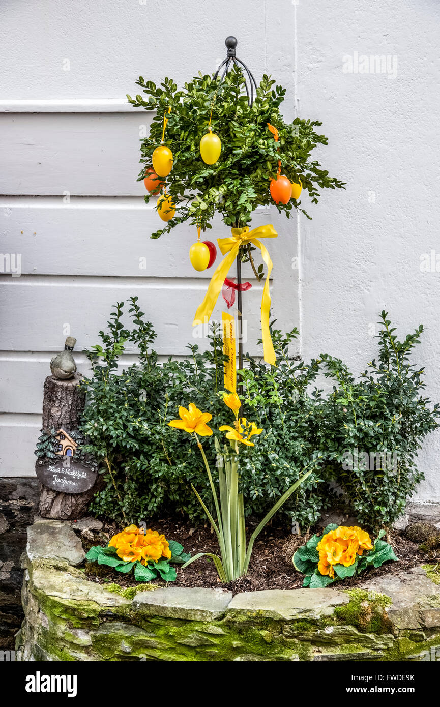 Easter street decorations in Monschau Stock Photo - Alamy
