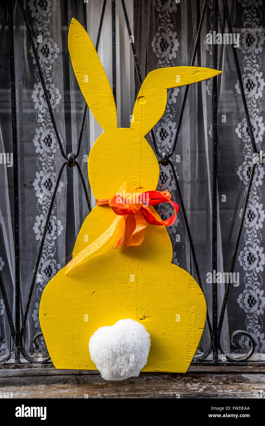 Easter street decorations in Monschau Stock Photo - Alamy