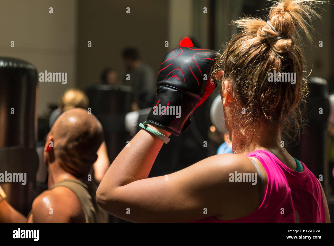 Woman gym class kickboxing hi-res stock photography and images - Alamy