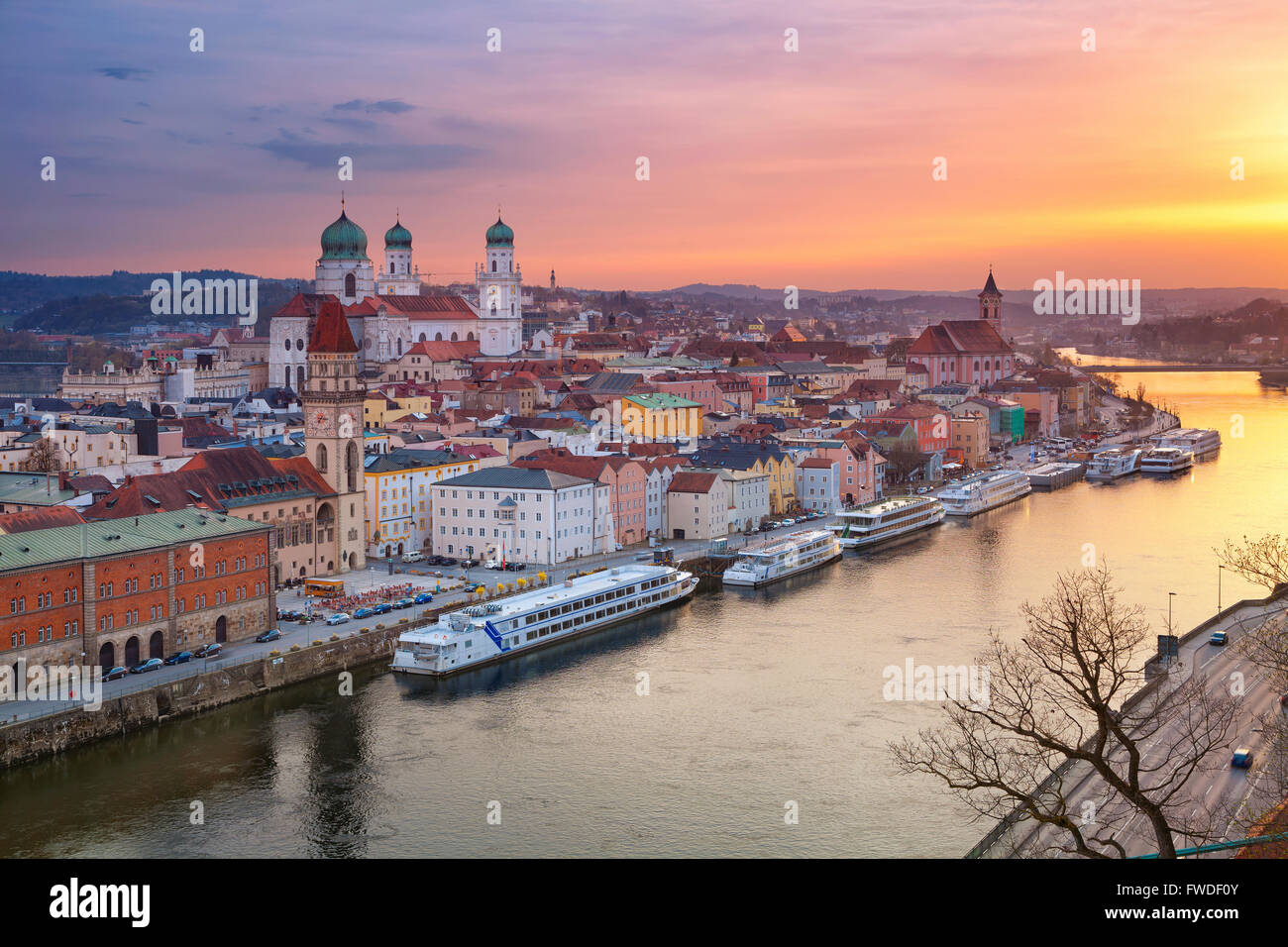 Passau. Passau skyline during sunset, Bavaria, Germany Stock Photo - Alamy