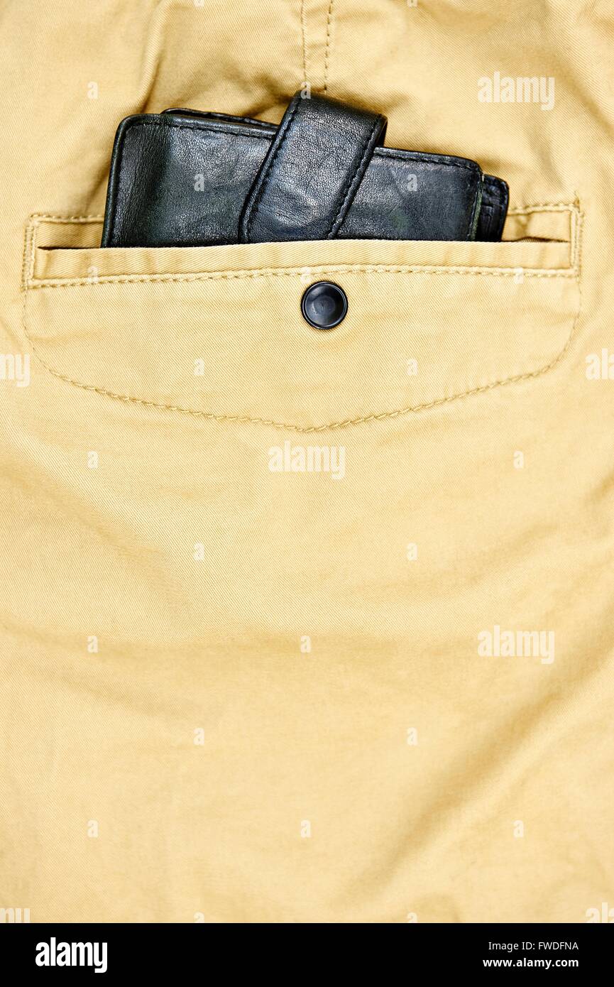 A studio photo of a back pocket on a pair of shorts Stock Photo - Alamy