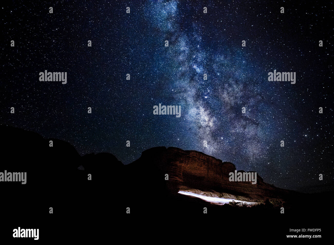 The Milky Way rising over the path to Delicate Arch in Arches National ...