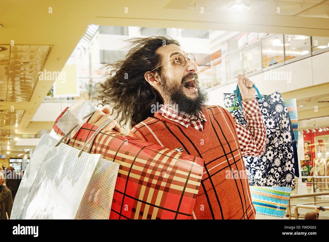 Funny guy on the shopping trip Stock Photo - Alamy