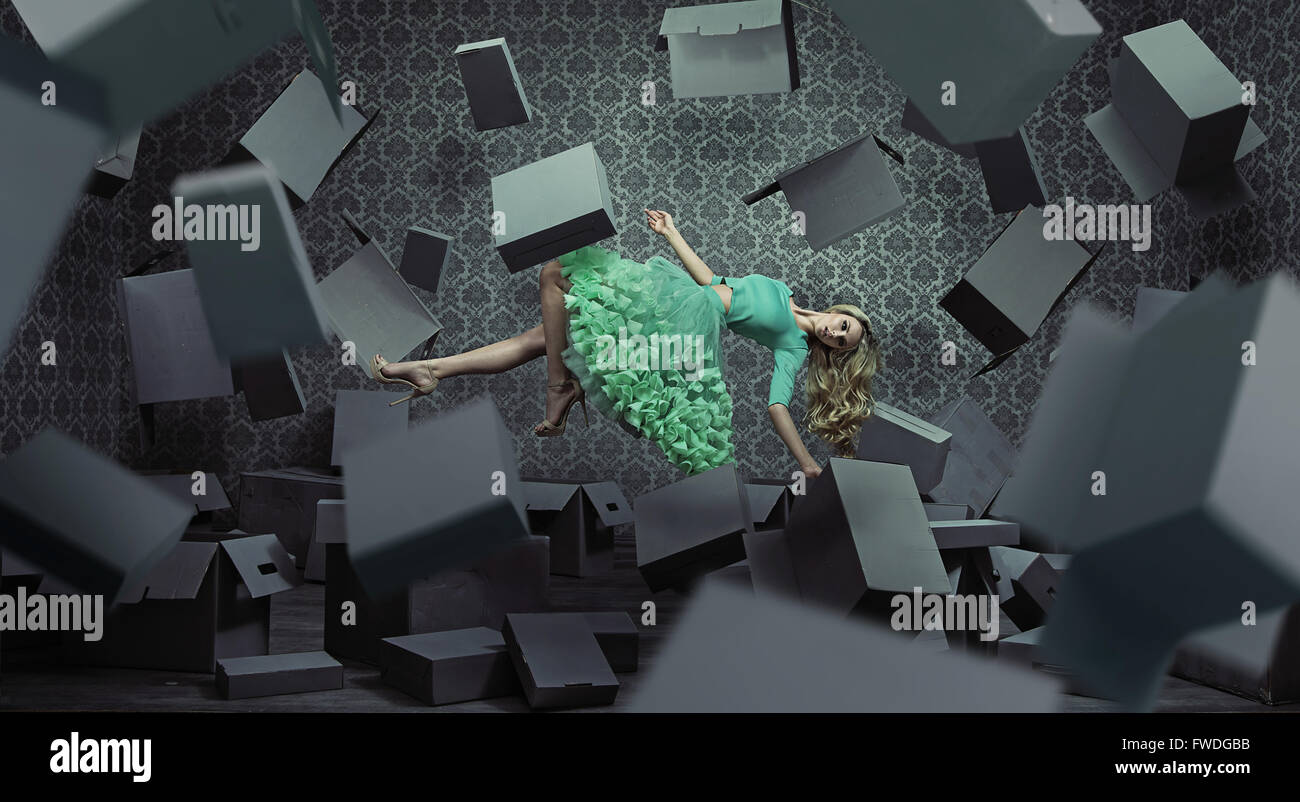 Fine art photo of a beautiful levitating lady Stock Photo - Alamy