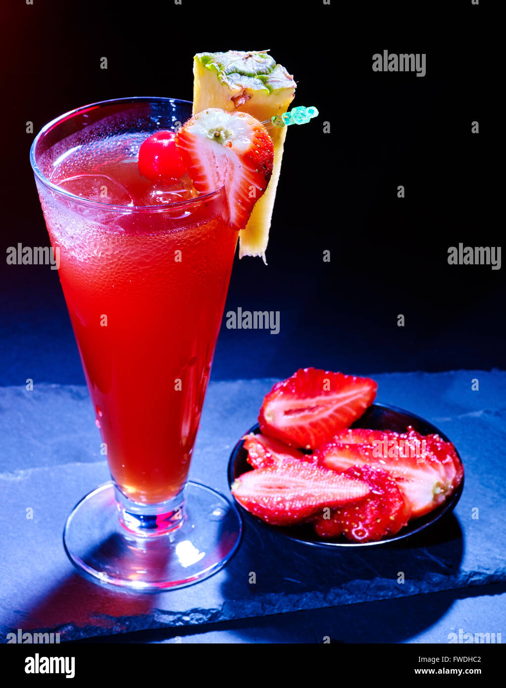 Red raspberry cocktail on dark background 7 Stock Photo - Alamy
