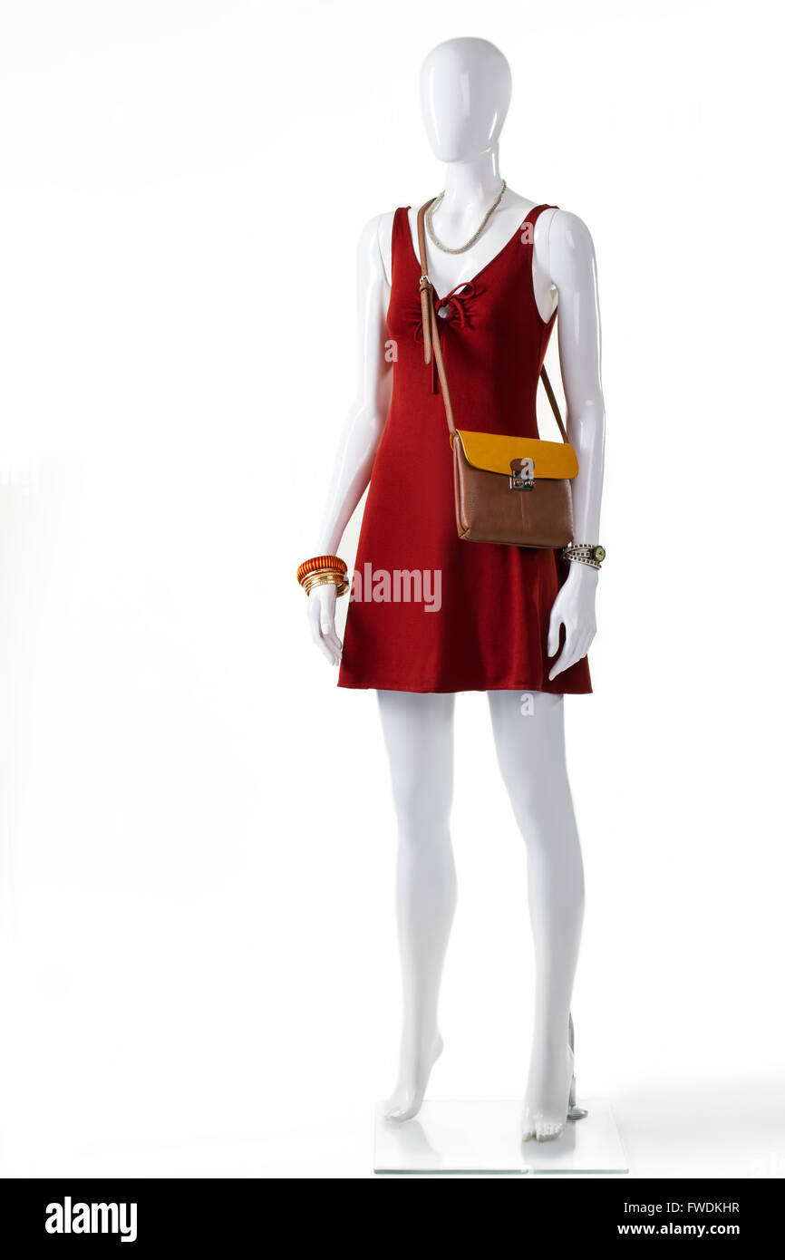 Red stretch dress and handbag Stock Photo - Alamy