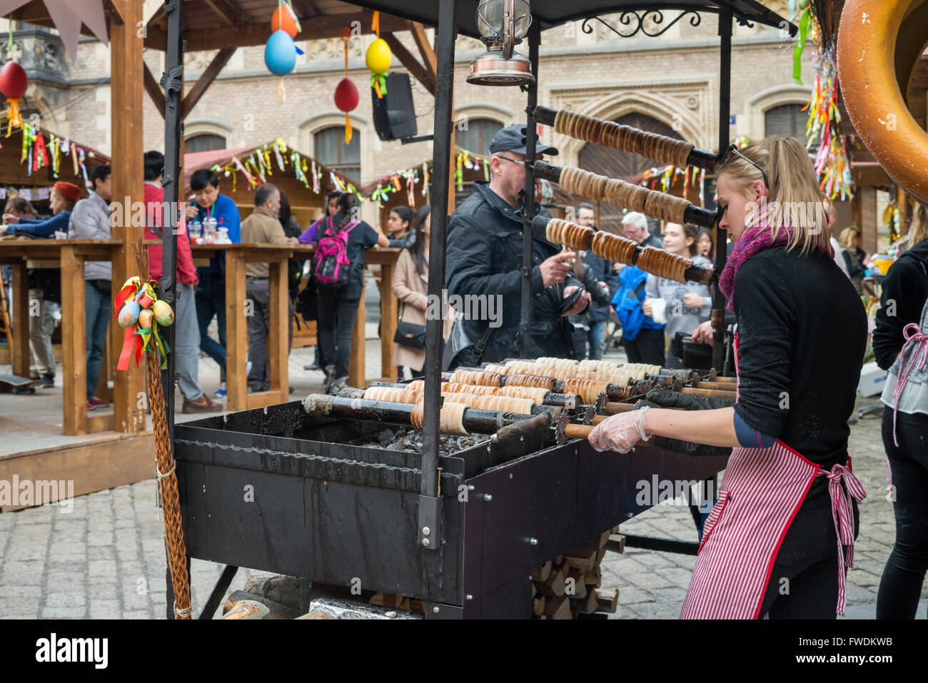 Easter market in Prague castle, Prague, Czech Republic, Europe Stock ...
