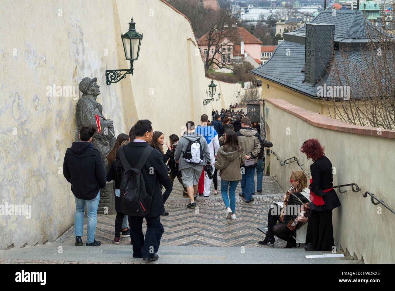 Old Castle Steps leading from the Lesser Town to Prague Castle, Prague ...