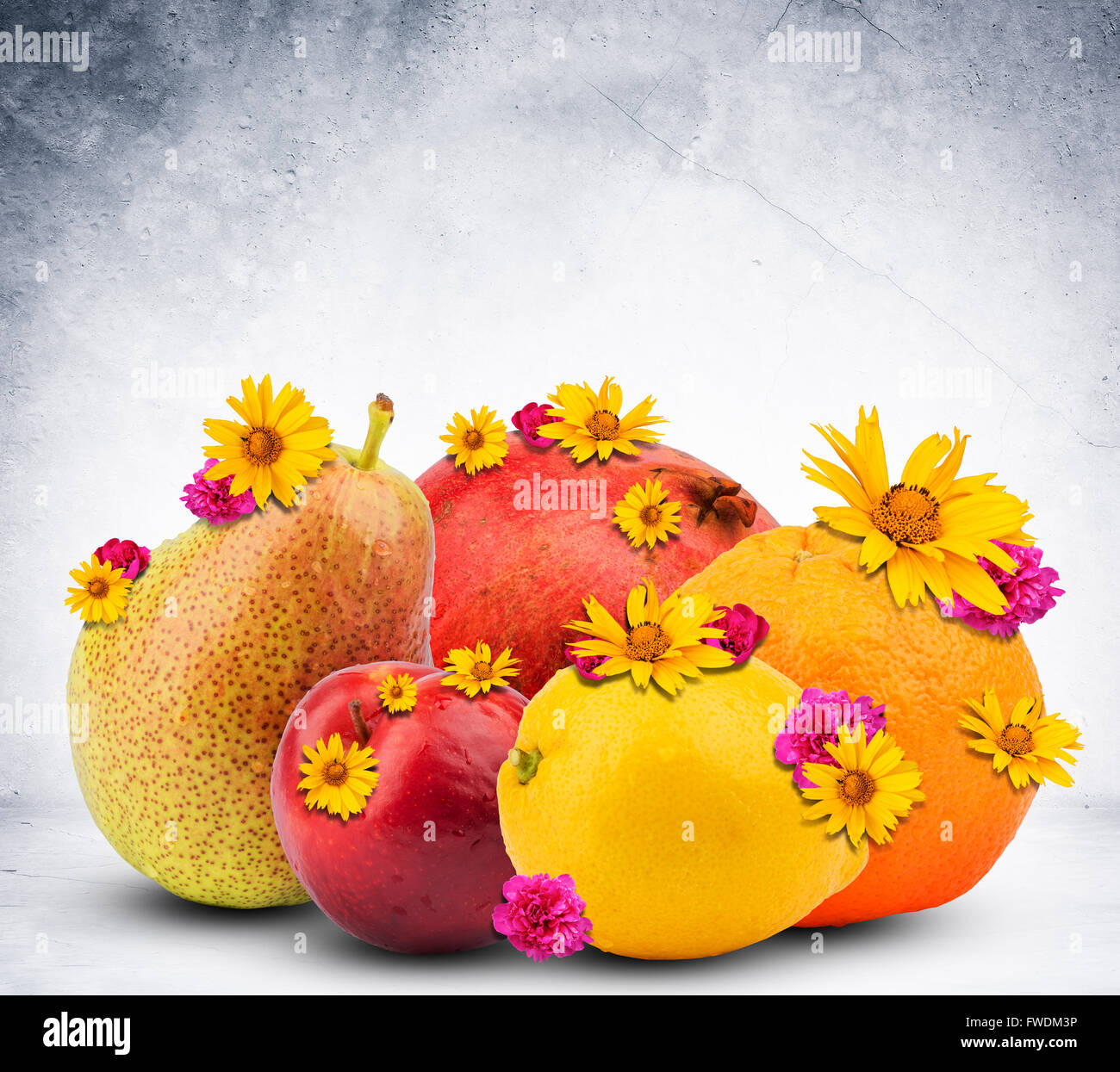 Fruits with flowers Stock Photo - Alamy
