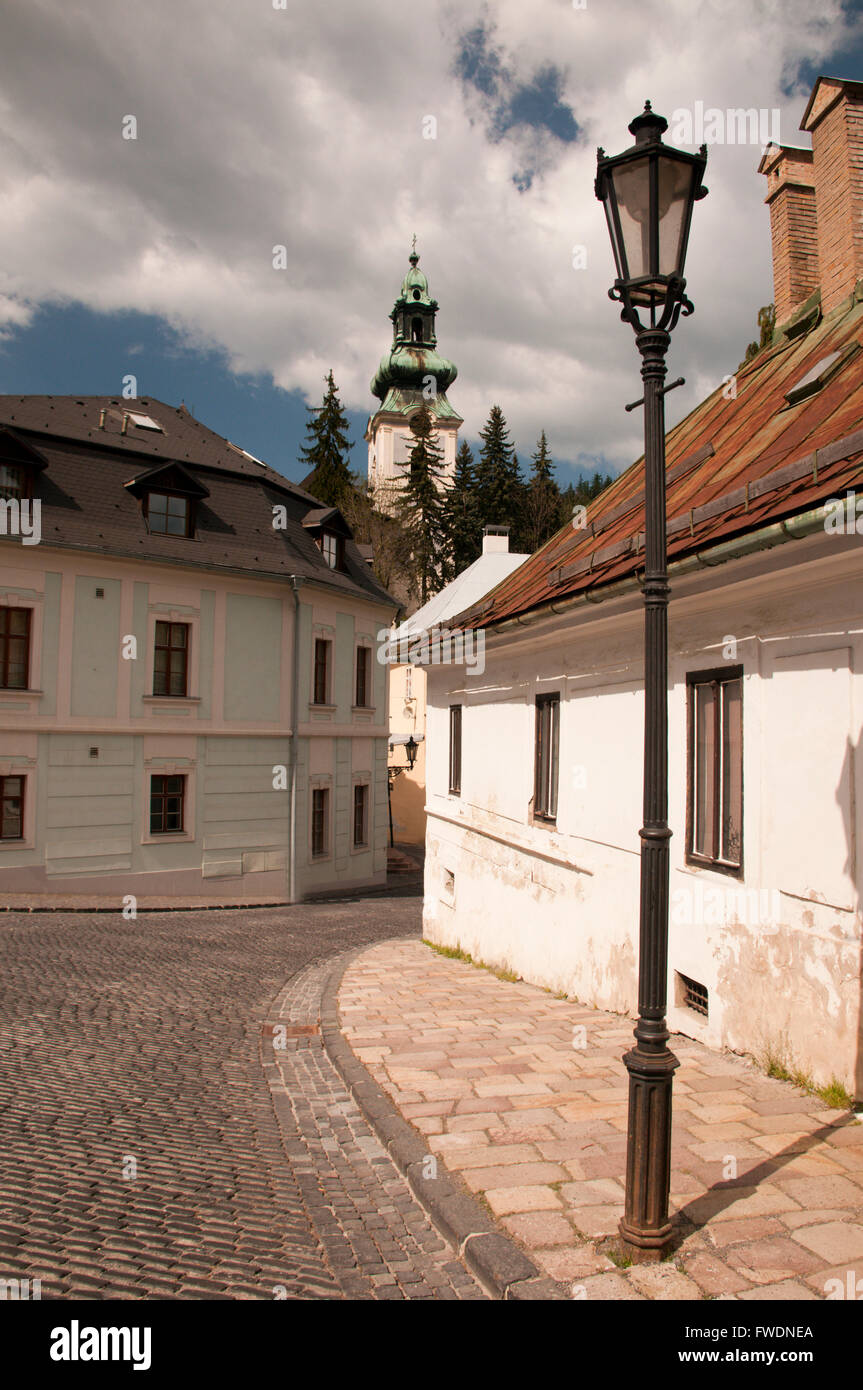 Streets of the historic town of Banska Stiavnica, SLovakia Stock Photo ...