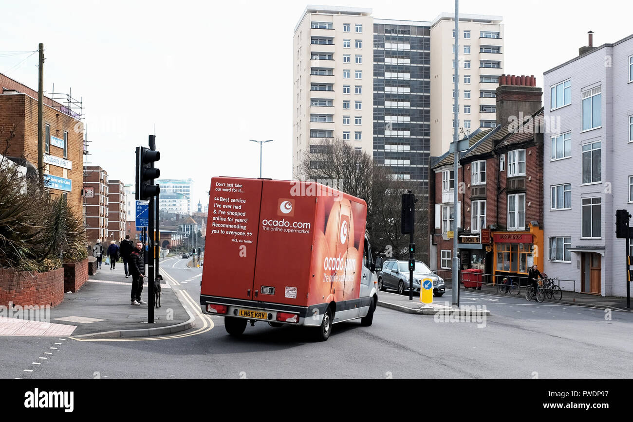 Ocado Ocado.com online supermarket shopping delivery van in Brighton ...