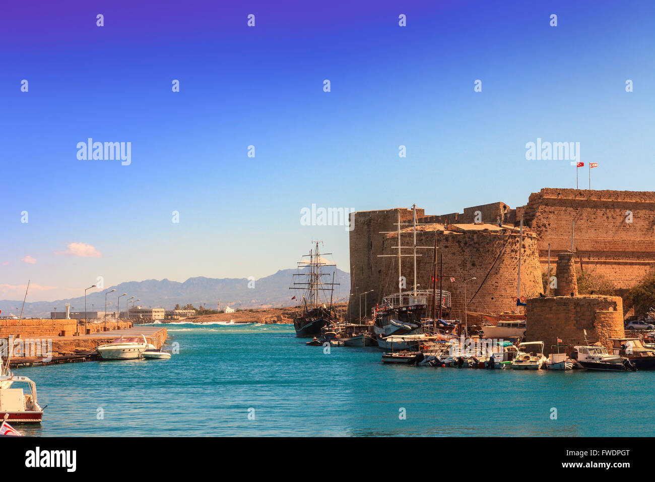 Medieval Castle and old harbor in Kyrenia, Cyprus Stock Photo - Alamy