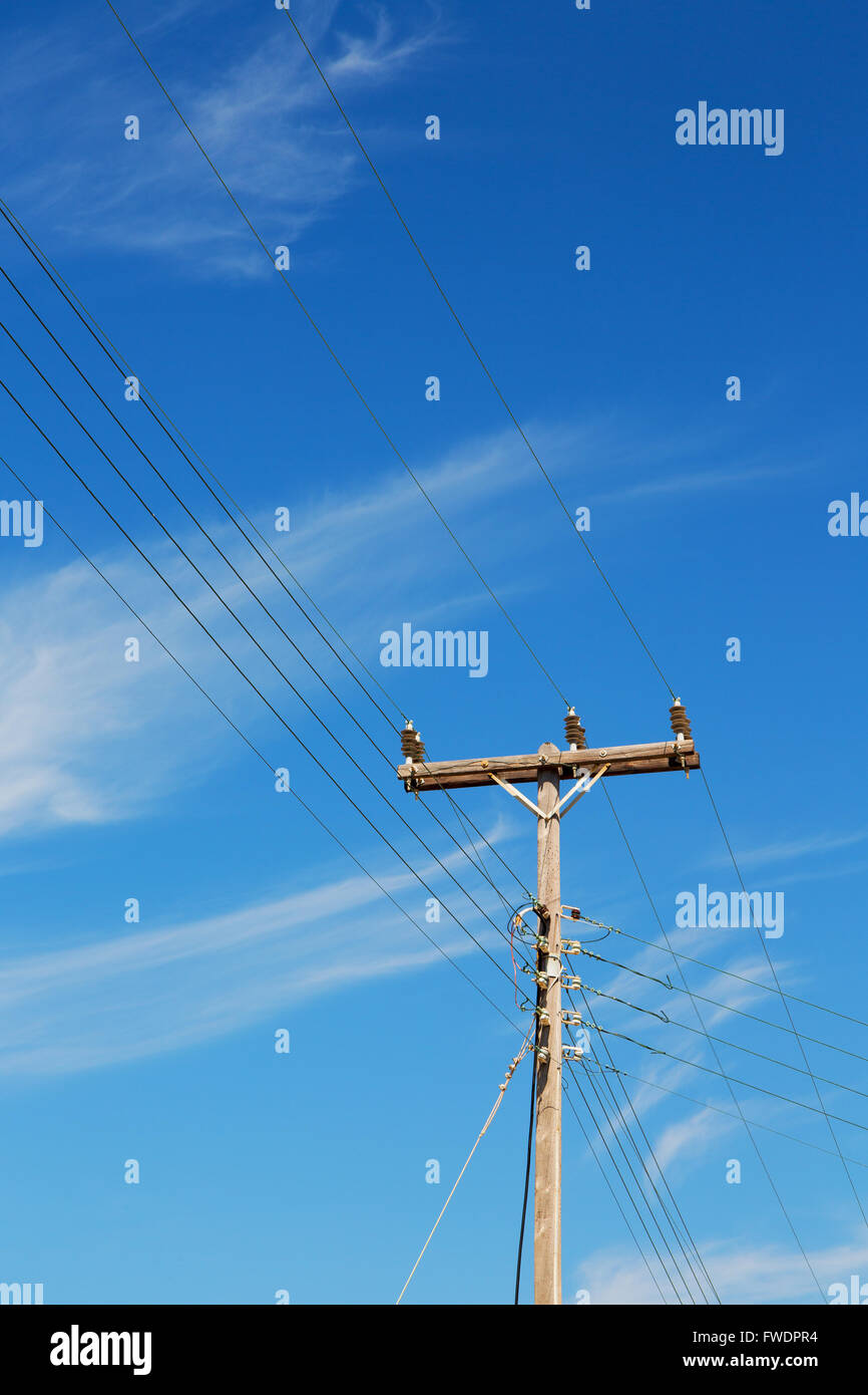 in the cloudy sky and abstract background current pole electricity line ...