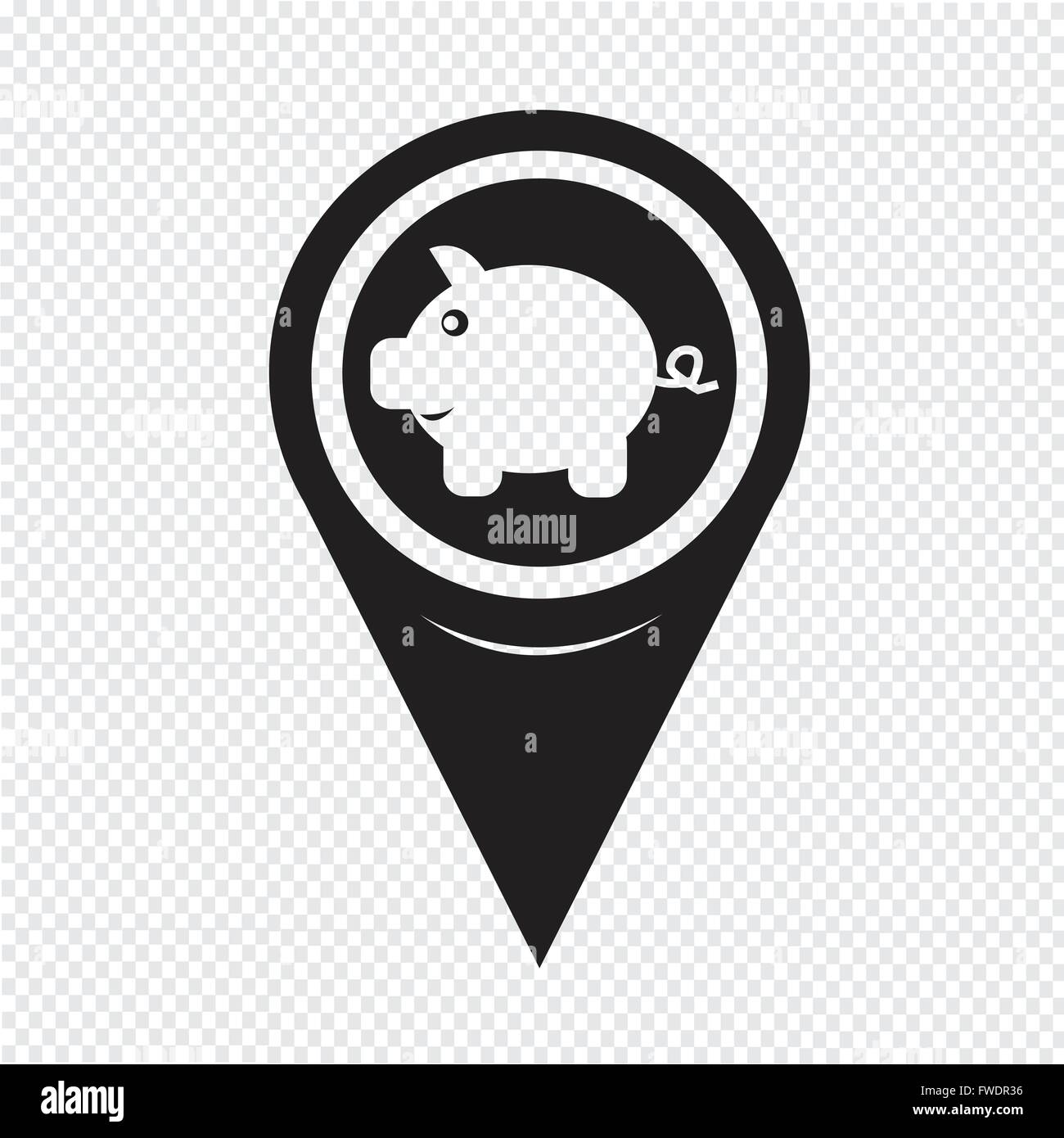Map Pointer Piggy Bank Icon Stock Vector Image & Art - Alamy