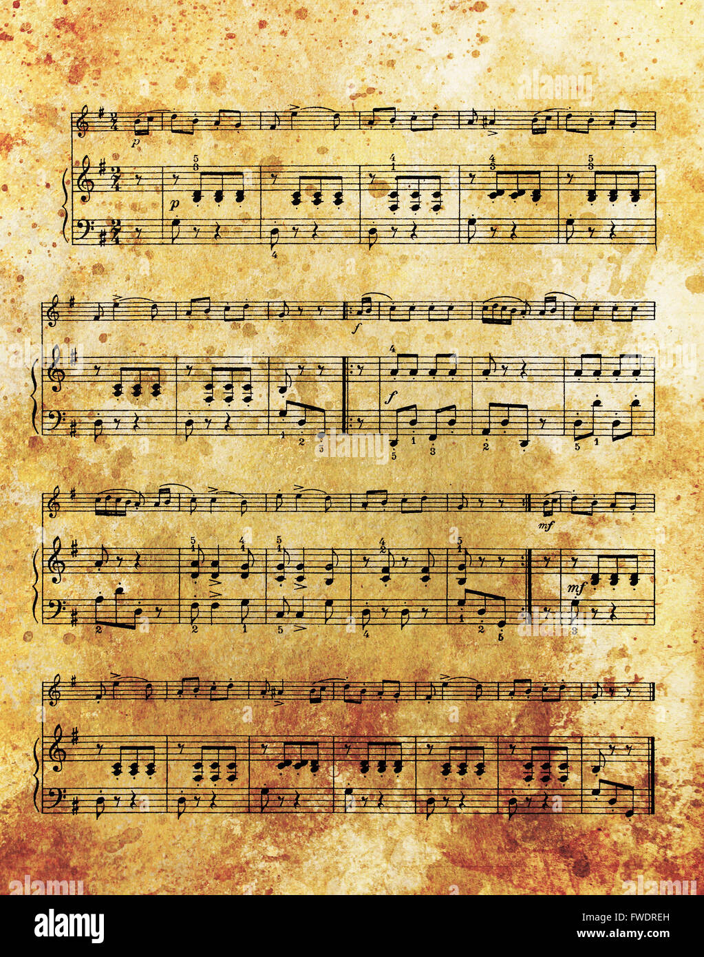 old music note and vintage effect, musical background Stock Photo - Alamy