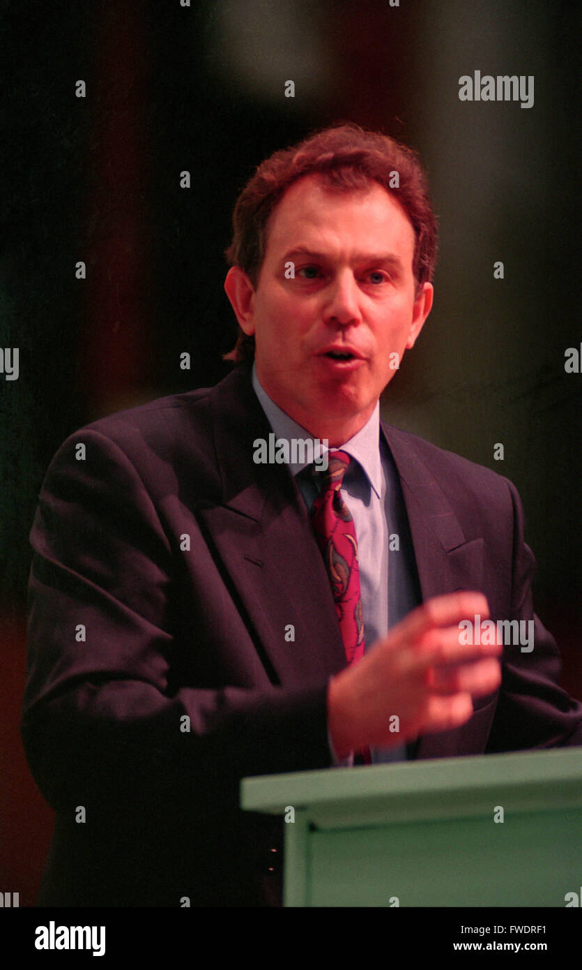 Tony Blair at the Labour Party Conference, Brighton 1997 Stock Photo ...