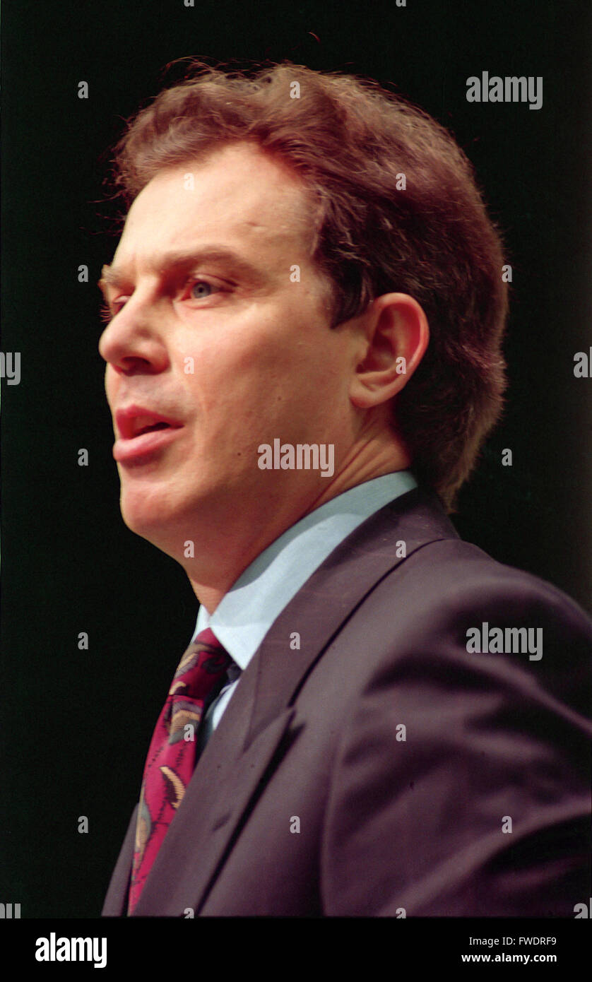 Tony Blair at the Labour Party Conference, Brighton 1997 Stock Photo ...
