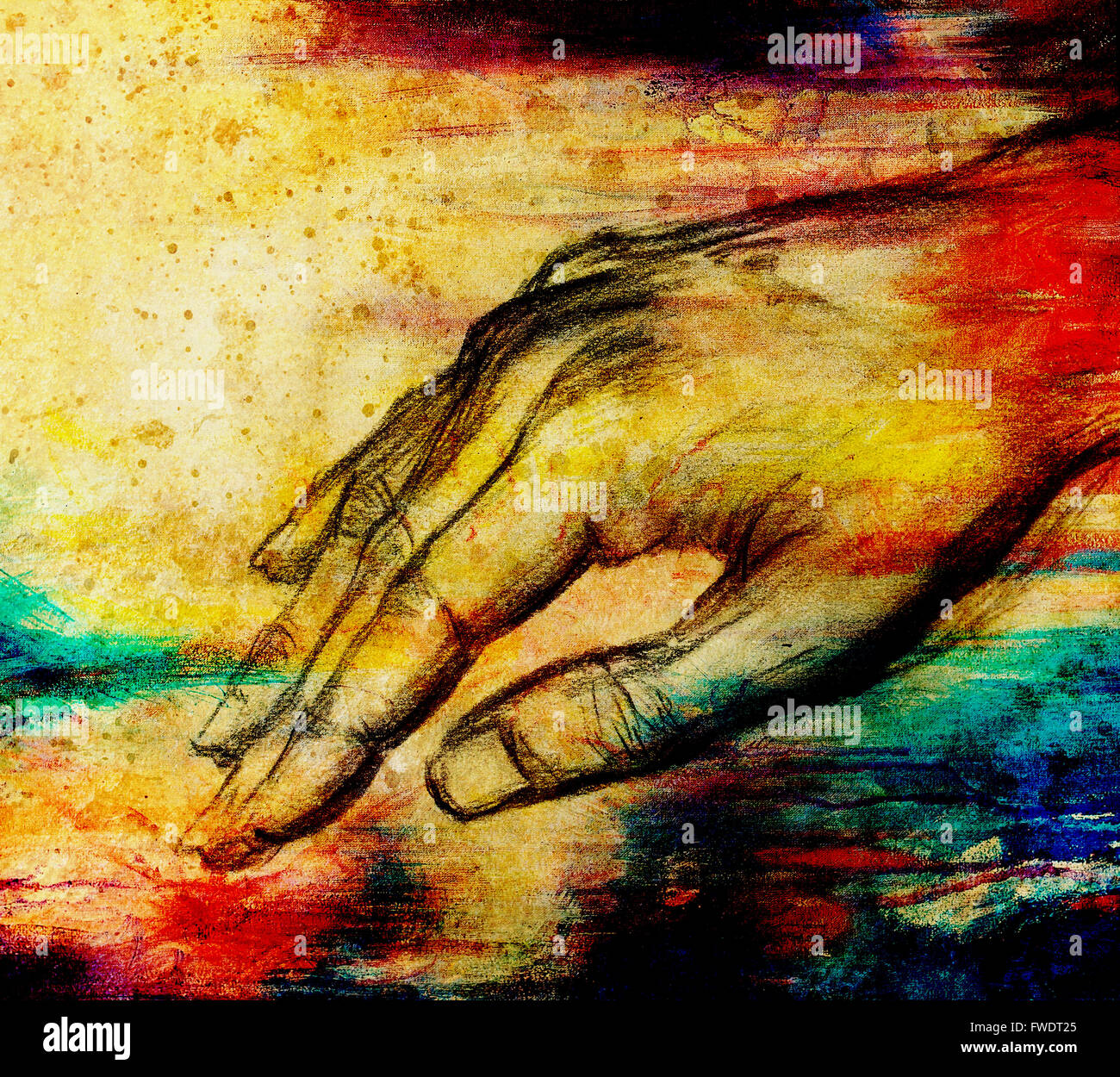 Drawing hand, pencil sketch on paper, sepia and vintage effect Stock ...