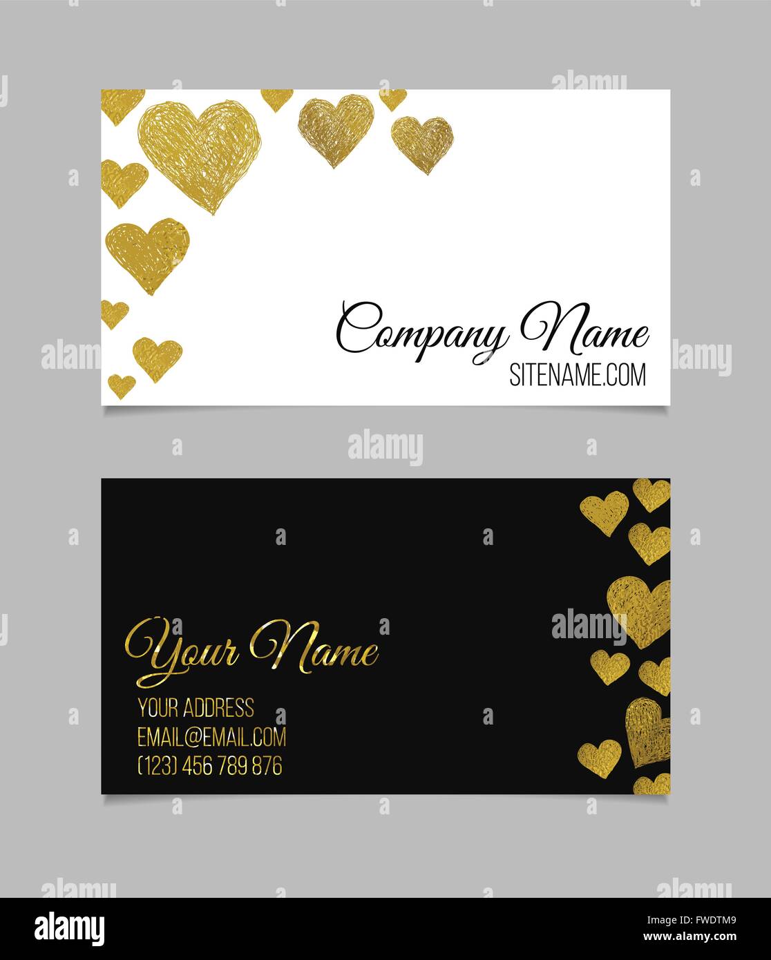 Visiting card with golden foil heart shape design Stock Vector Image ...