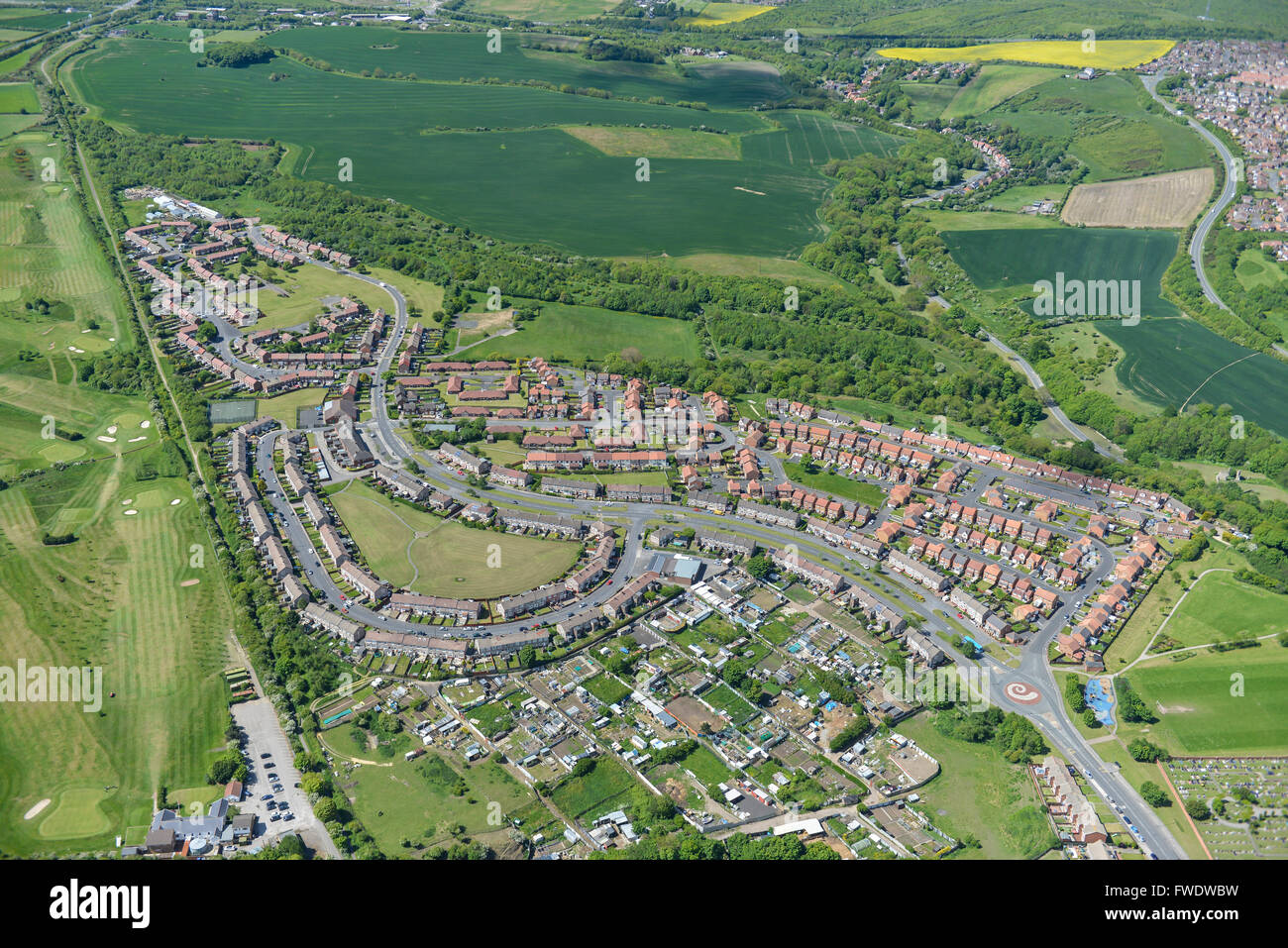 An aerial view of the Parkside area of Seaham, County Durham Stock ...