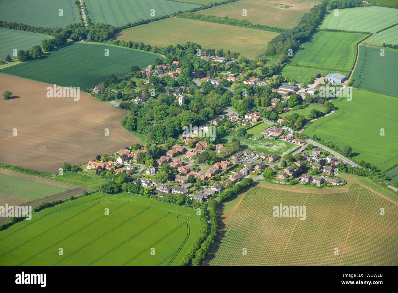 An aerial view of the Lincolnshire village of Redbourne and surrounding ...