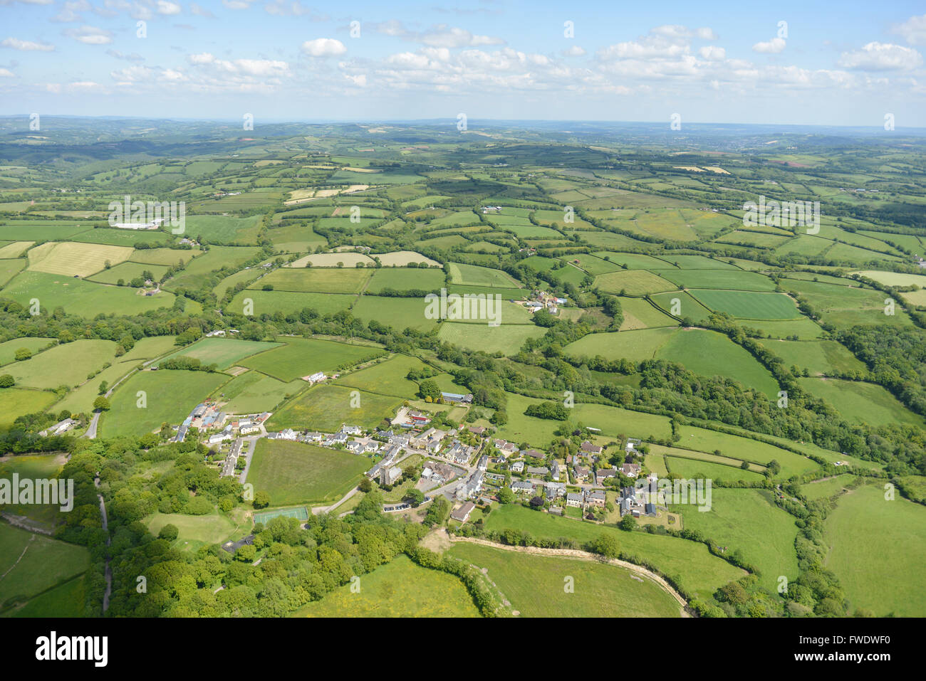 An aerial view of the Devon village of Rackenford and surrounding ...