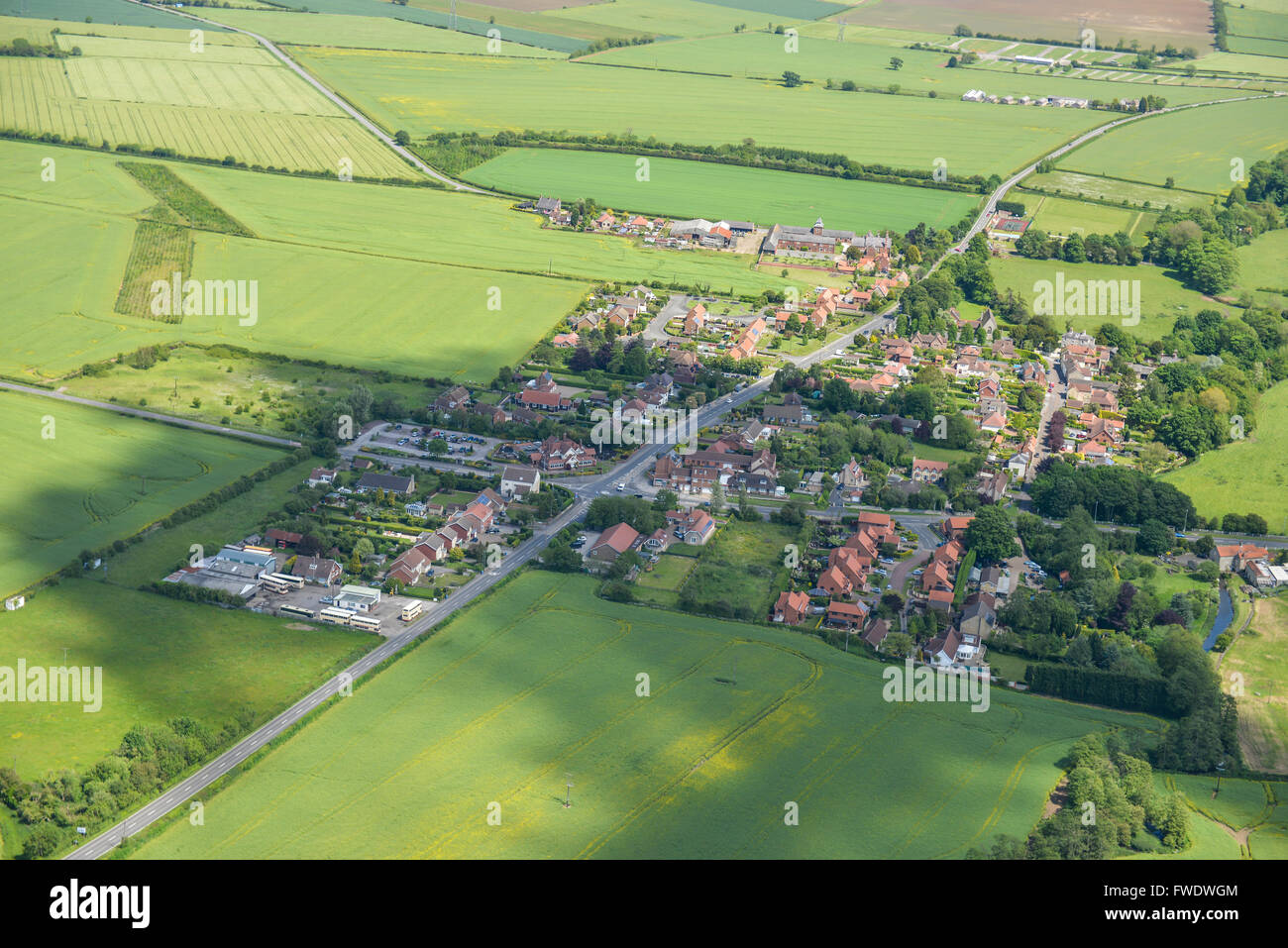 An aerial view of the Nottinghamshire village of Oldcotes Stock Photo ...