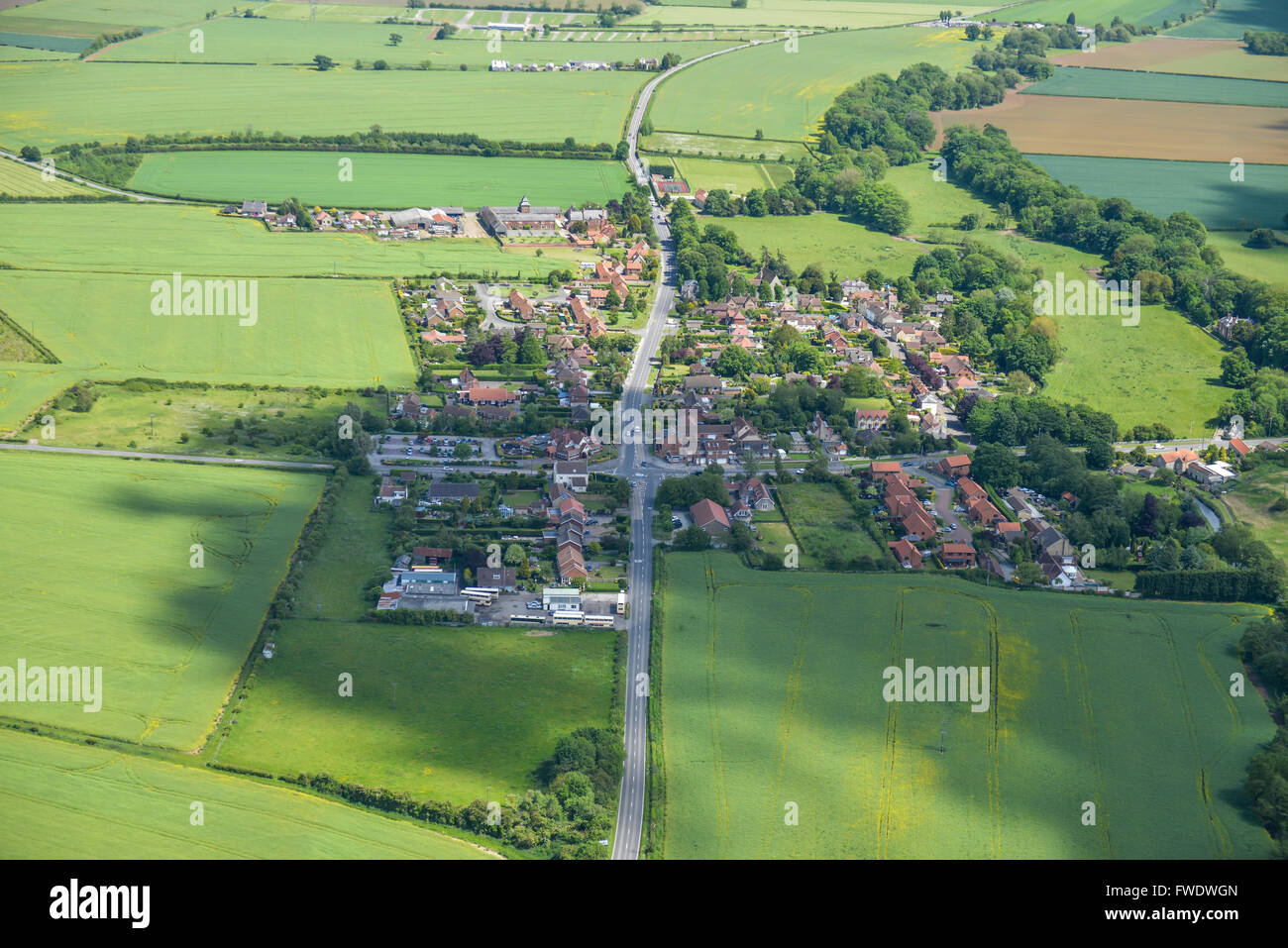 An aerial view of the Nottinghamshire village of Oldcotes Stock Photo ...