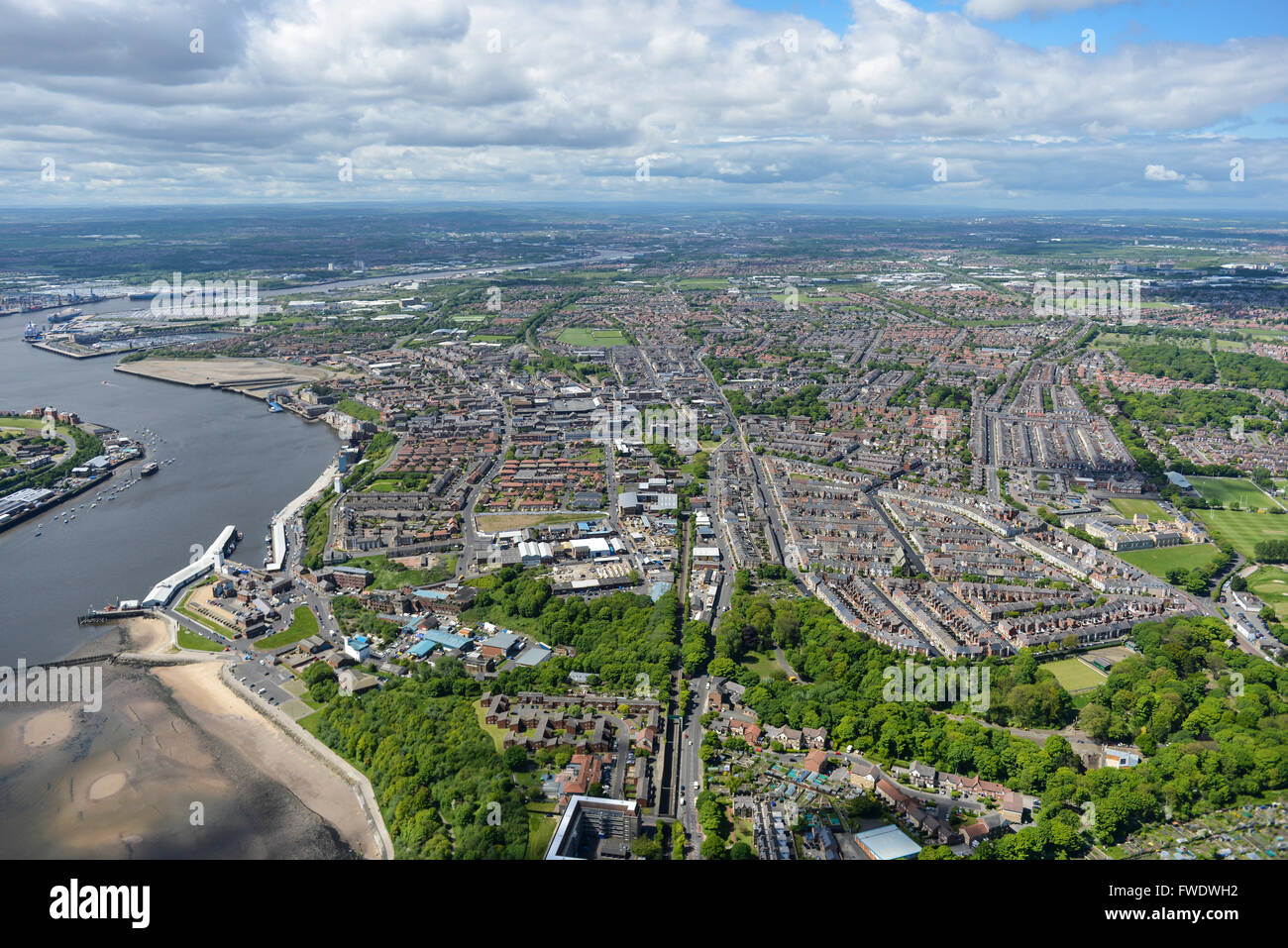 An aerial view of the Tyne & Wear town of North Shields, looking ...