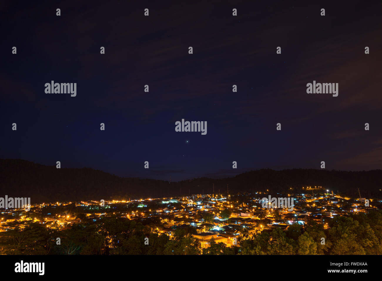 The view of dramatic and cloudy sunrise in Ampang, Malaysia with ...