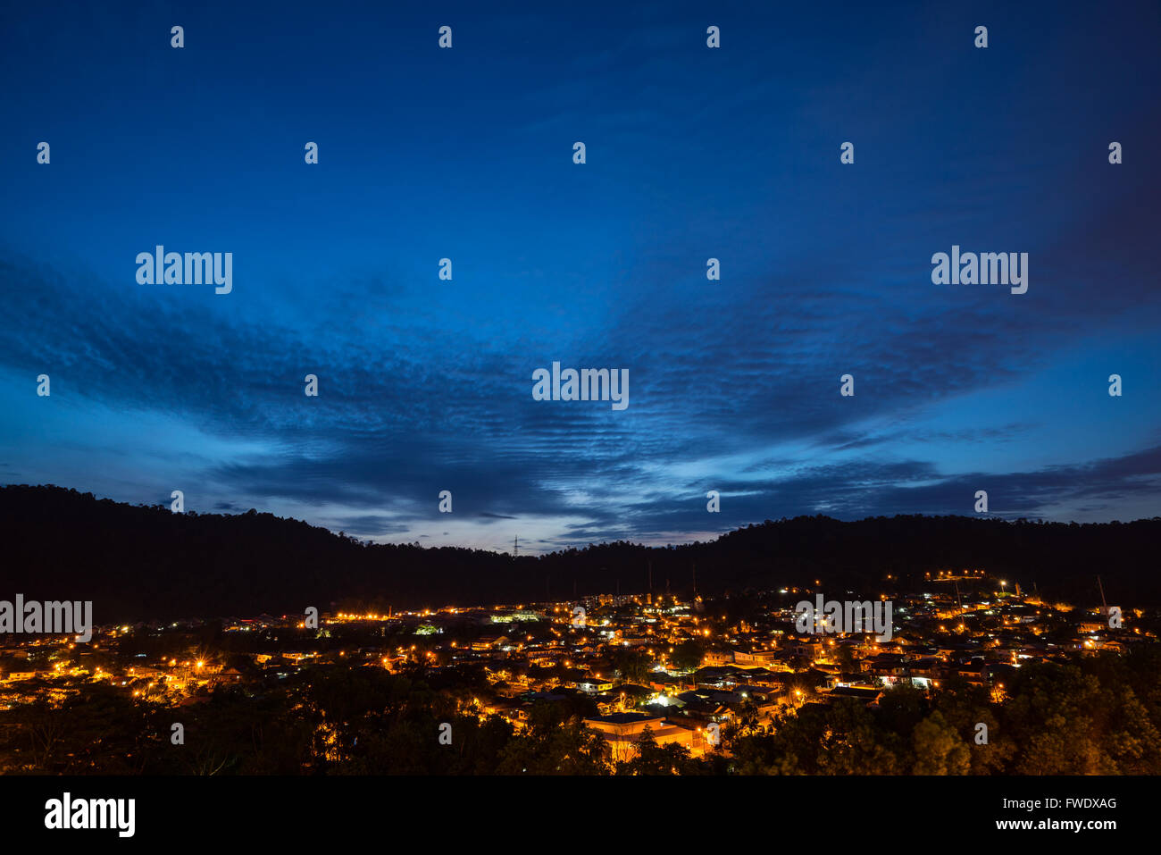 The view of dramatic and cloudy sunrise in Ampang, Malaysia with ...