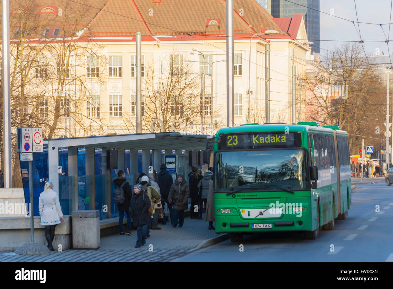 Bus 23 to Kadaka at Freedom square bus stop in Tallinn Estonia Stock ...