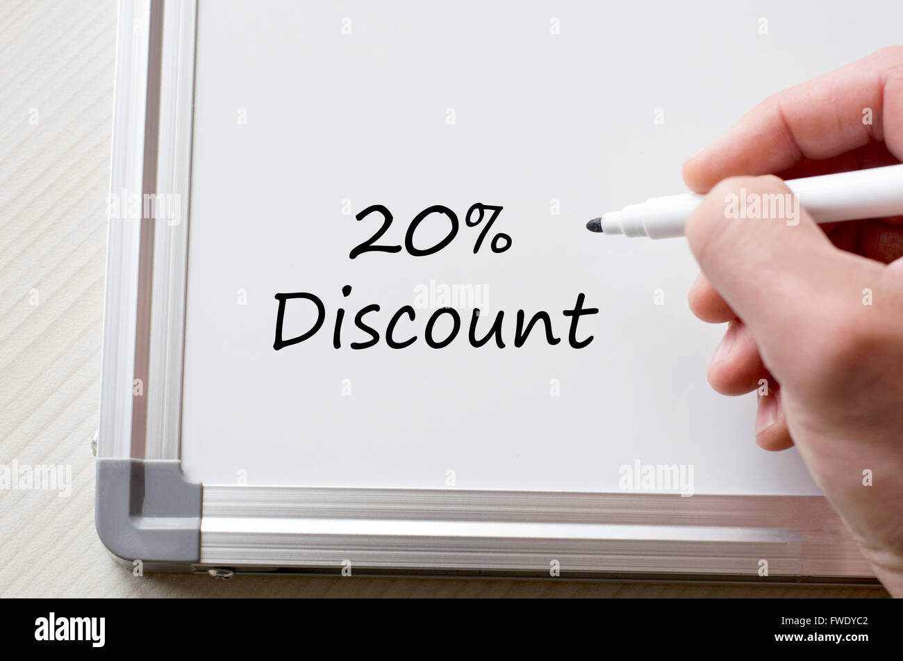 Human hand writing twenty percent on whiteboard Stock Photo - Alamy