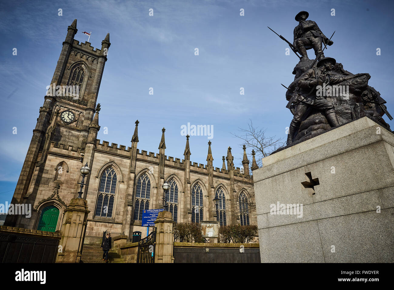 Oldham town centre Oldham Parish church Yorkshire Street and Church ...