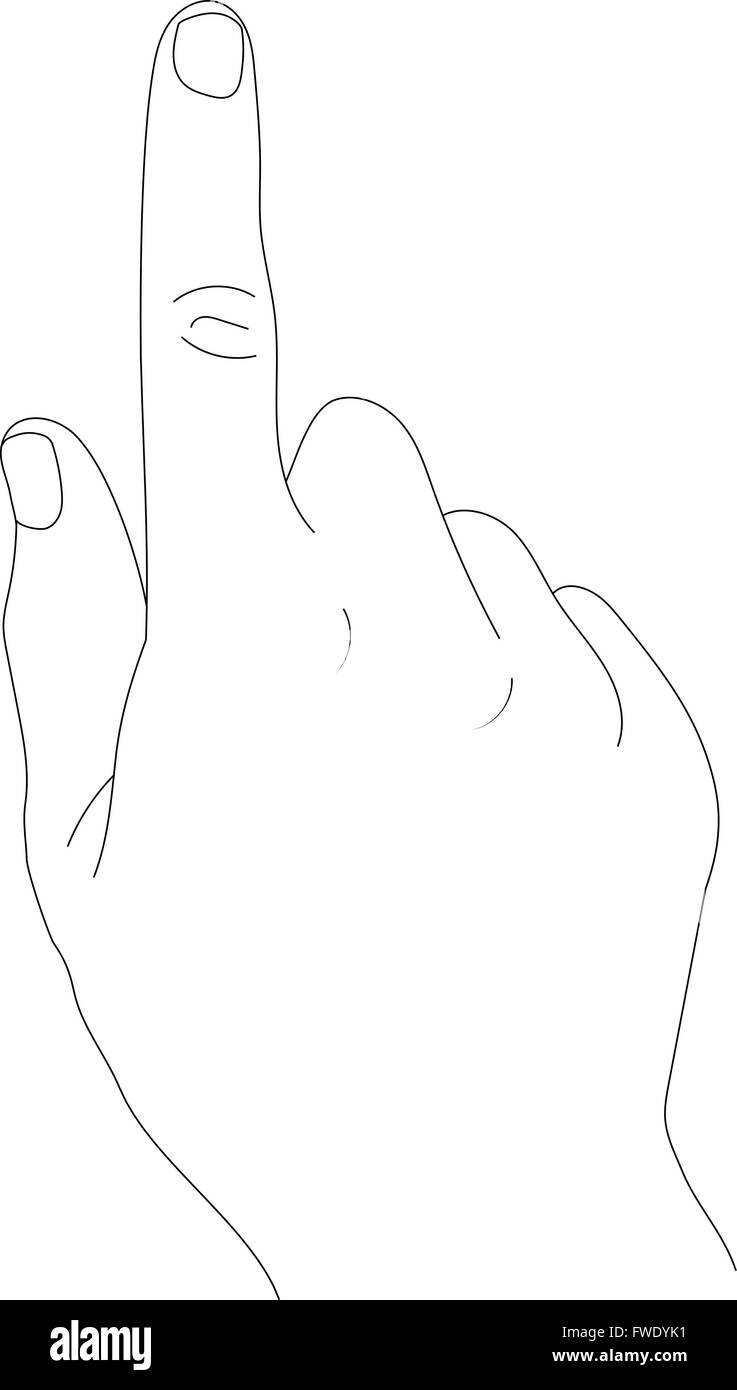 Vector illustration of hand with pointing finger on white background ...